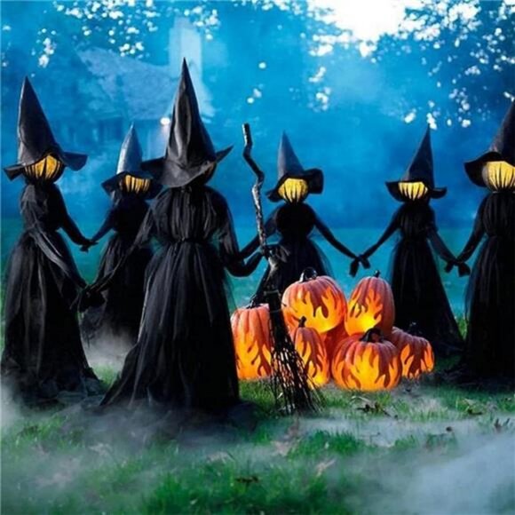 Holiday | Large Light Up Holding Hands Screaming Witches Soundactivated ...